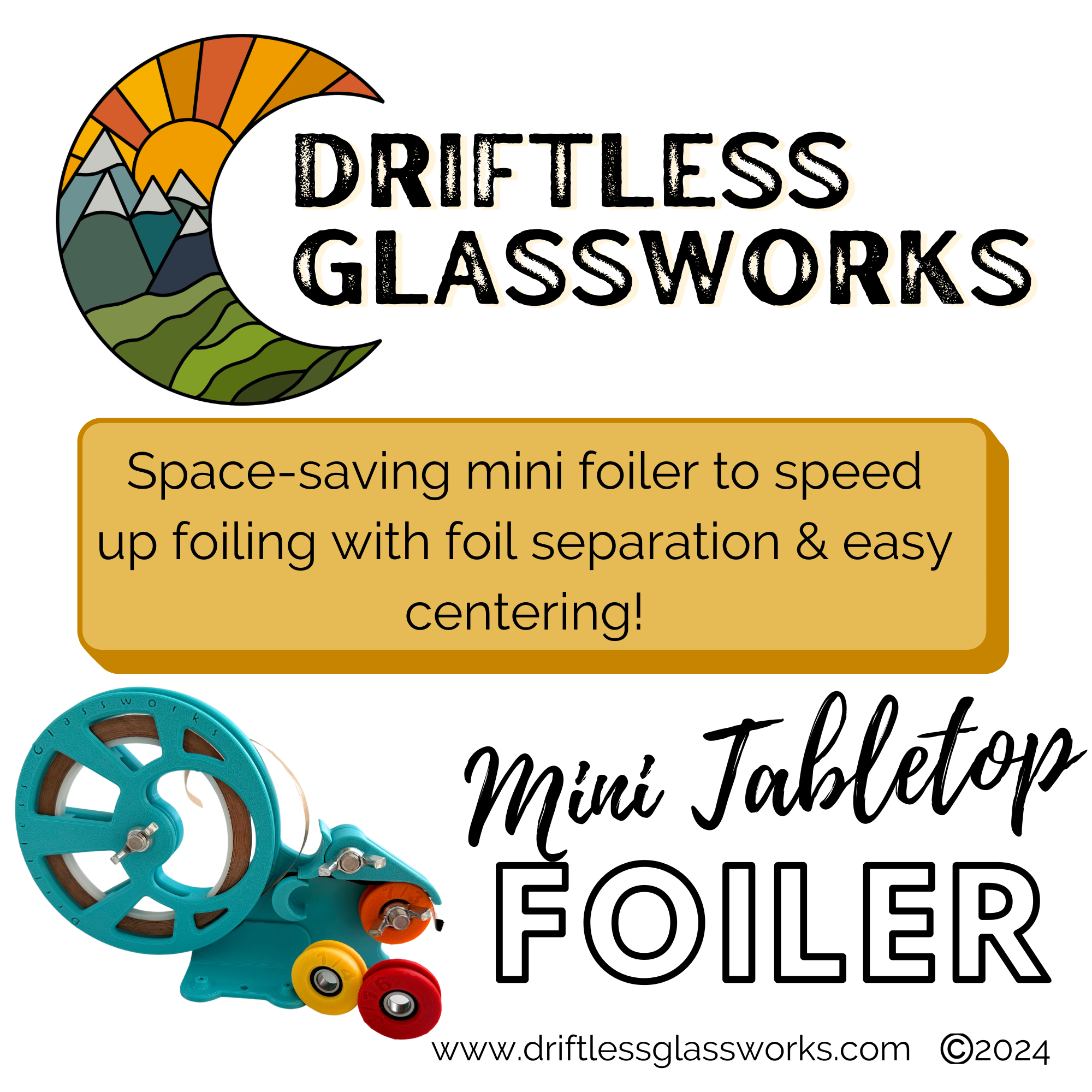 Mini Tabletop Foiler for Stained Glass | DRIFTLESS GLASSWORKS